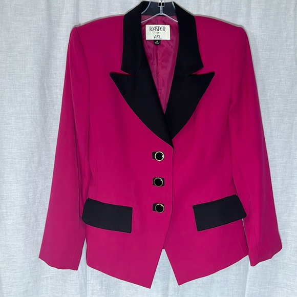 Kasper | Jackets & Coats | Vintage Kasper For Asl Black And Pink Blazer ...